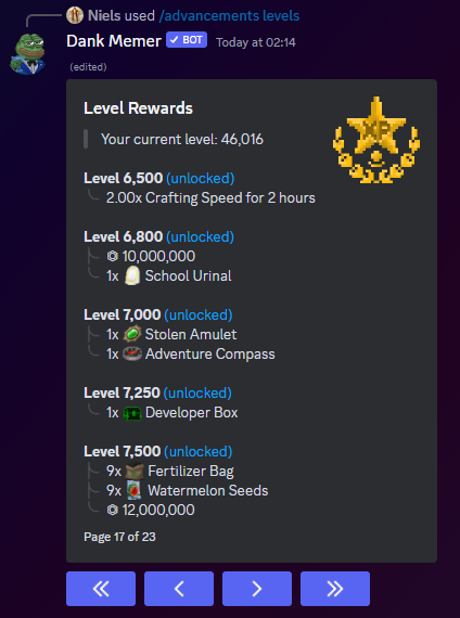 Advancements | Dank Memer Wiki